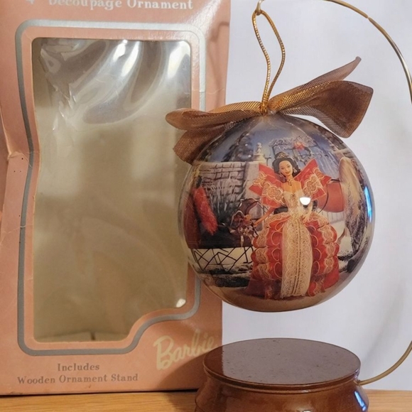 Barbie | Holiday | Barbie 997 Holiday 4 Decoupage Ornament With Wooden ...